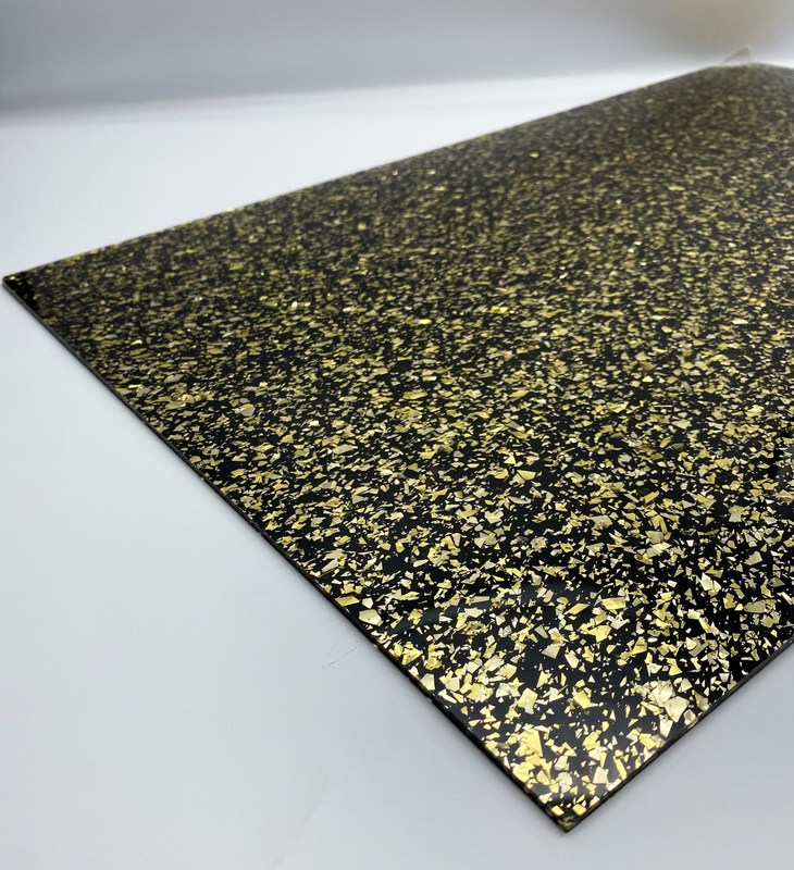 Chunk Gold Flakes Glitter Cast Acrylic Sheets 1/8 in For Ornaments