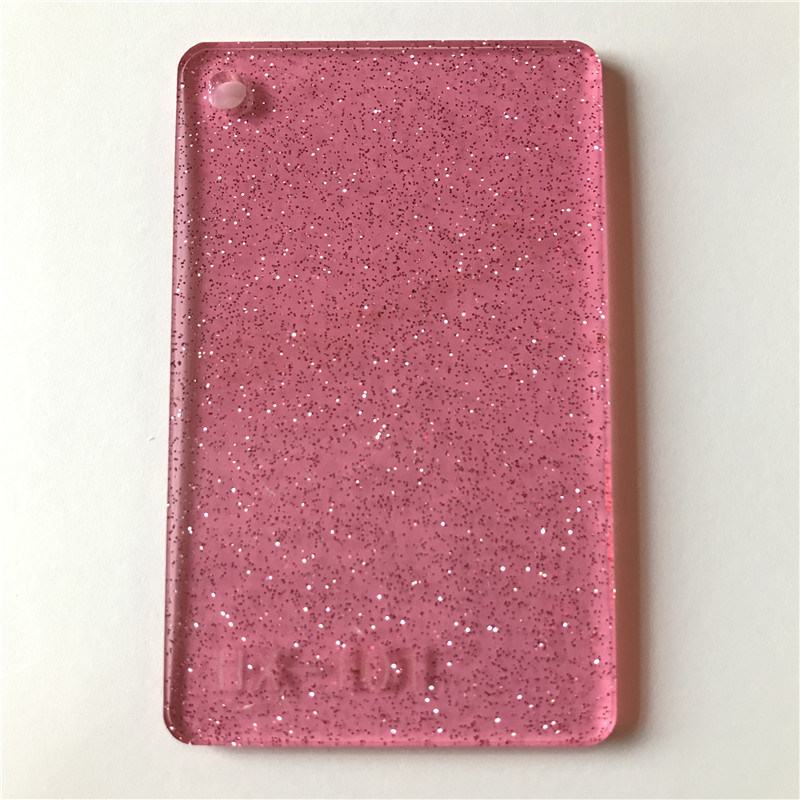 Pink Clear Glitter Acrylic Sheets Cast Plexiglass 3mm Fot Cut In Size